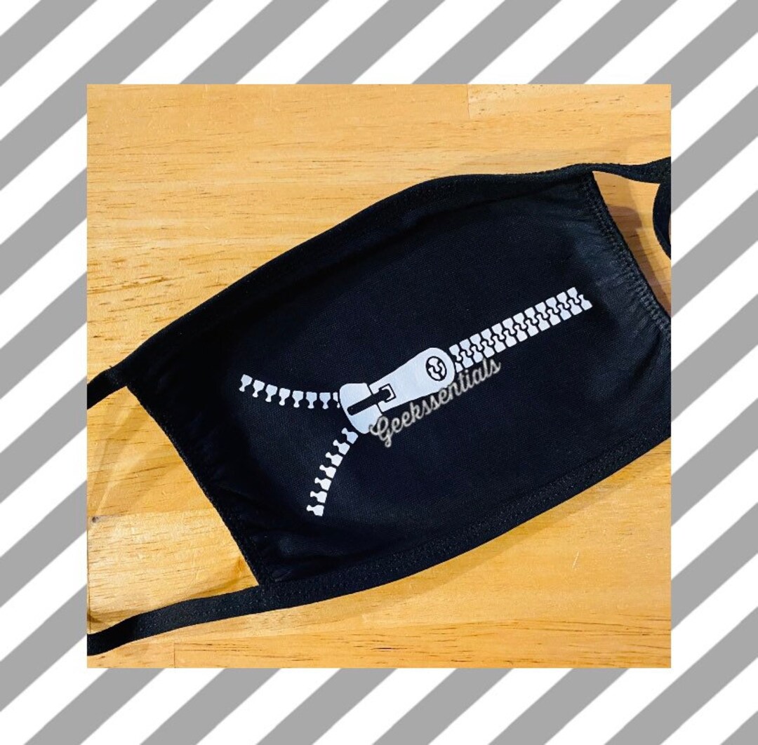 Zipper Face Mask Cotton Censored Zip Speak Custom Black White Unique - Etsy