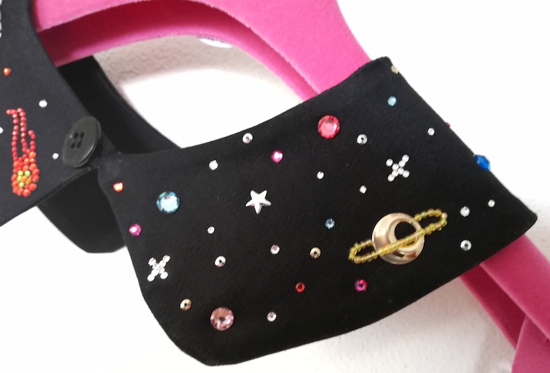 Women's collar decorated with star galaxies and planets | Etsy