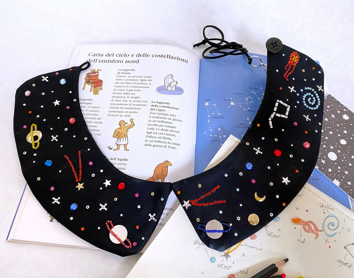 Women's Collar Decorated With Star Galaxies and Planets - Etsy