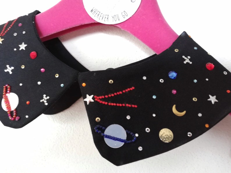 Women's collar decorated with star galaxies and planets | Etsy