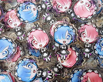 RE:ZERO Acrylic Charms Rem Emilia Ram - Etsy