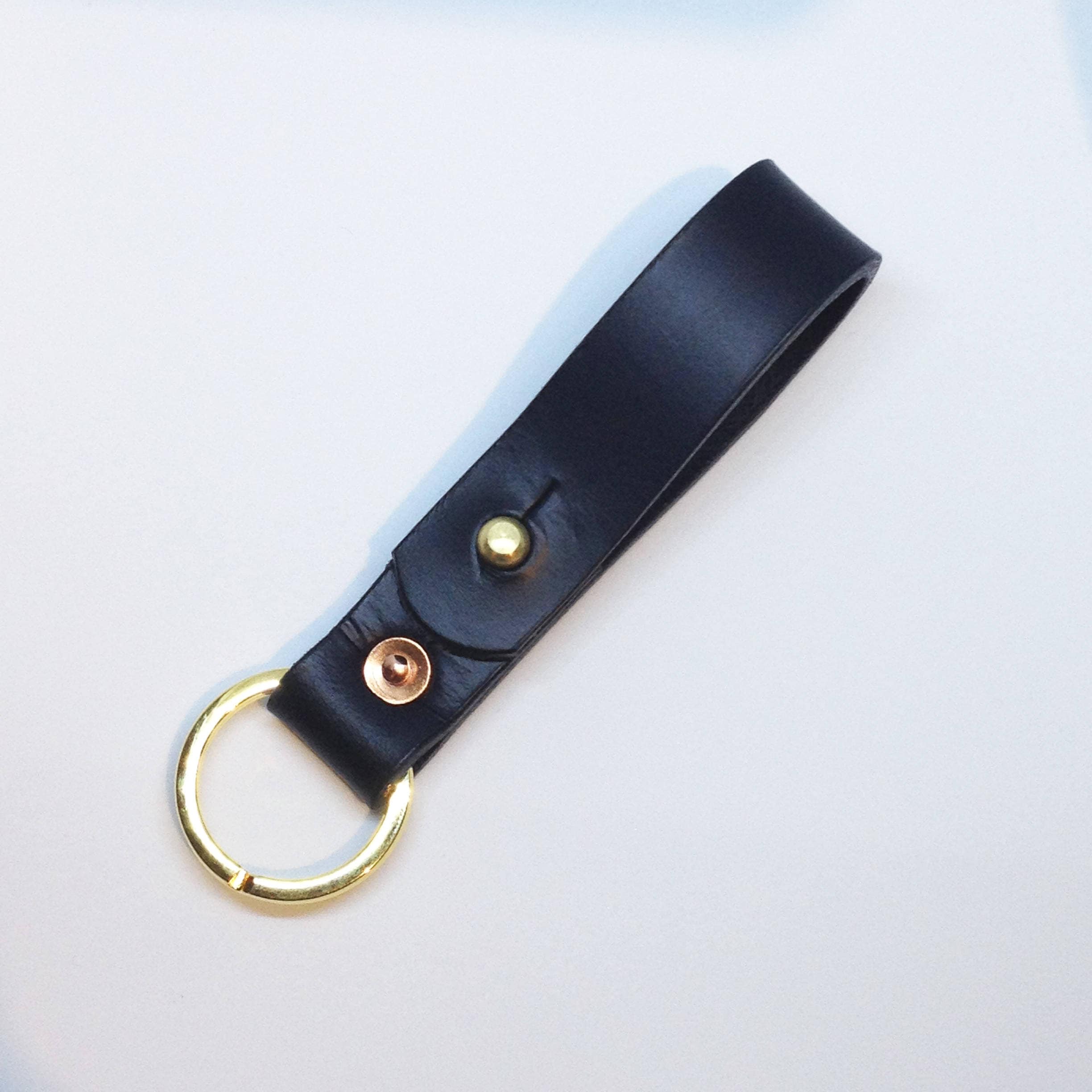 Handmade Leather Key Ring. Key Fob Key Loop. Black Veg Tanned - Etsy