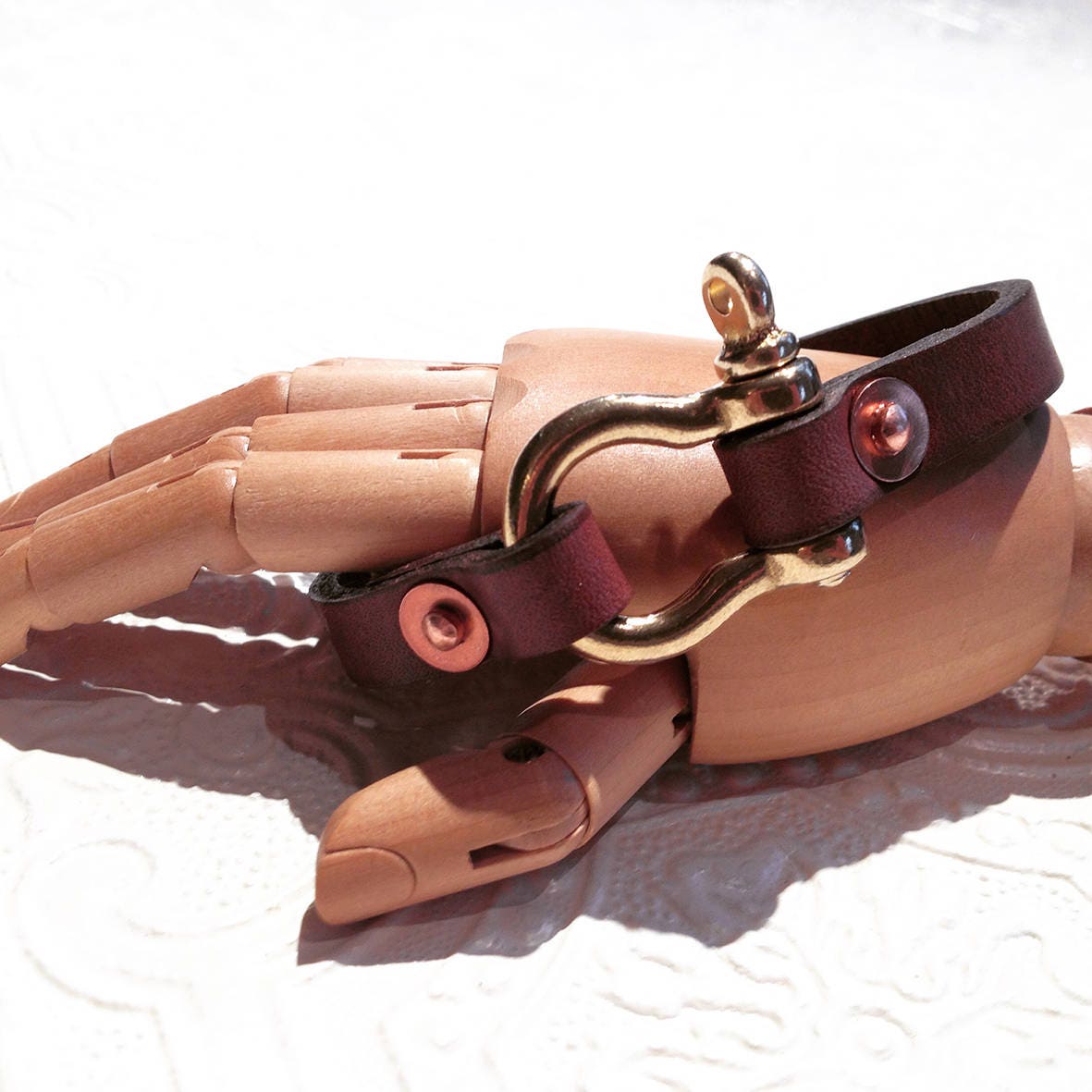 Leather Shackle Cuff Bracelet. Brass - Etsy