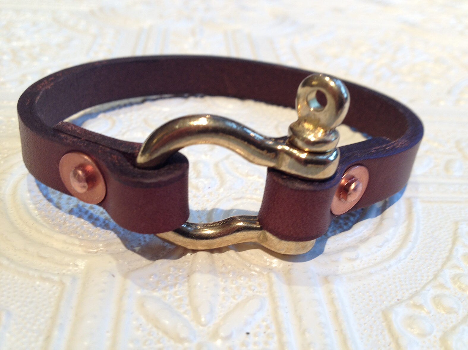 Leather Shackle Cuff Bracelet. Brass - Etsy