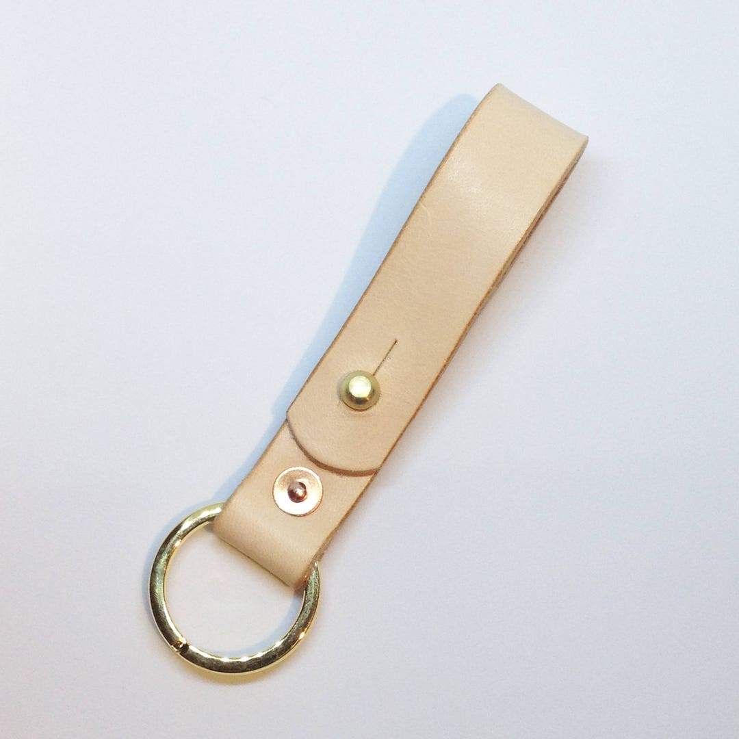 Handmade Leather Key Ring. Key Fob, Key Loop. Natural Veg Tanned ...