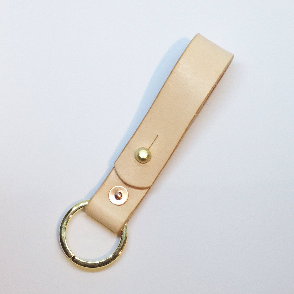 Handmade Leather Key Ring. Key Fob, Key Loop. Natural Veg Tanned ...