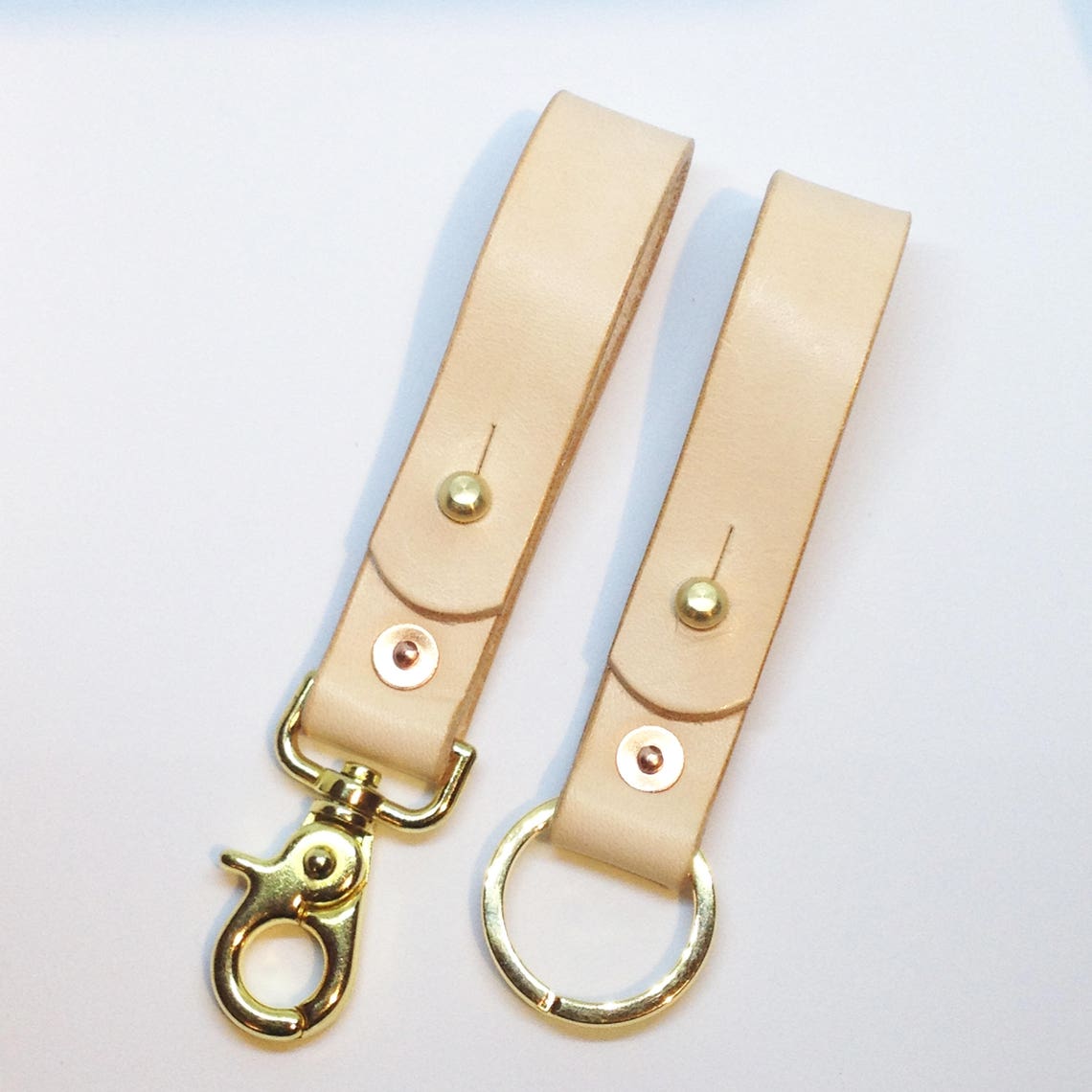 Handmade Leather Key Ring. Key Fob, Key Loop. Natural Veg Tanned ...