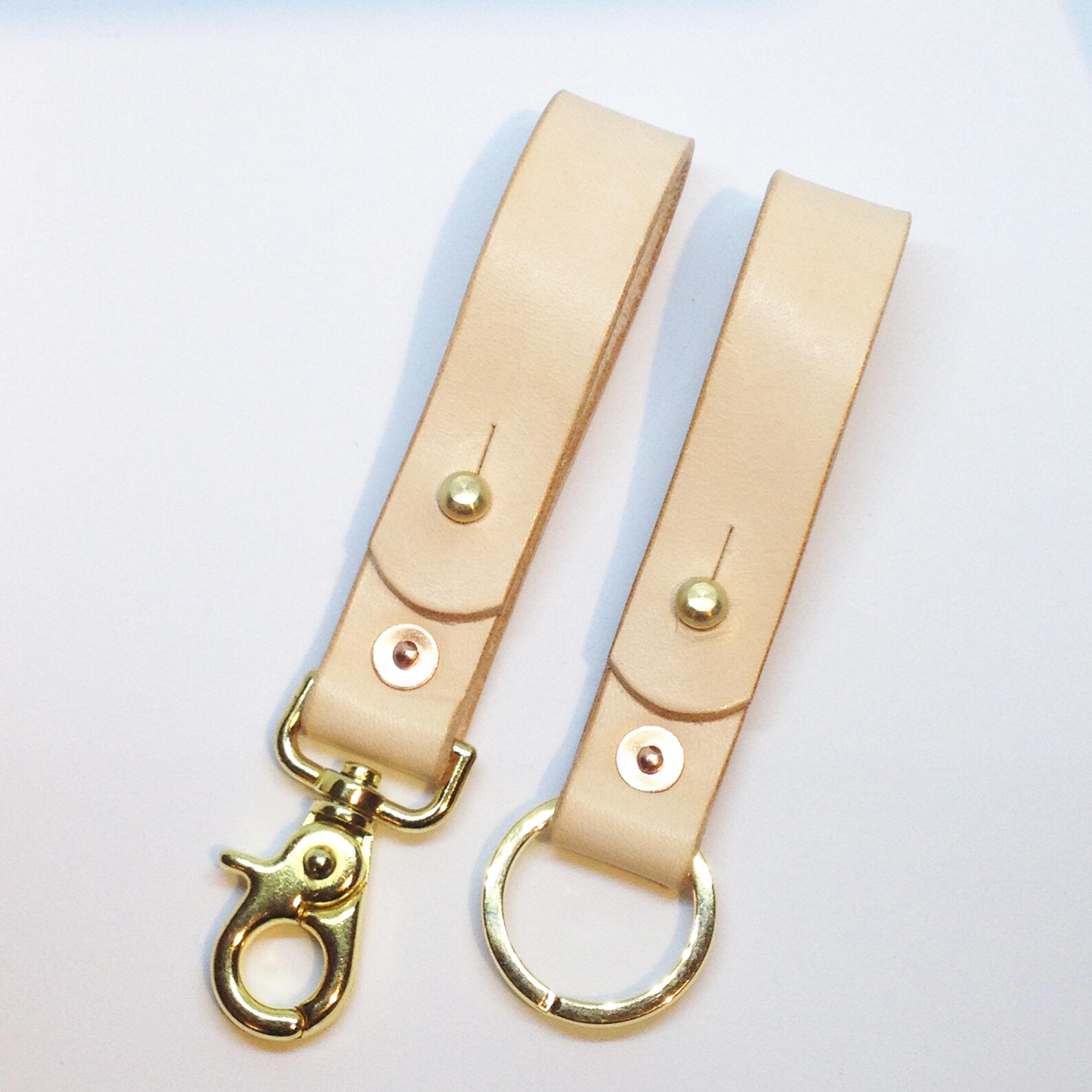 Handmade Leather Key Ring. Key Fob, Key Loop. Natural Veg Tanned ...