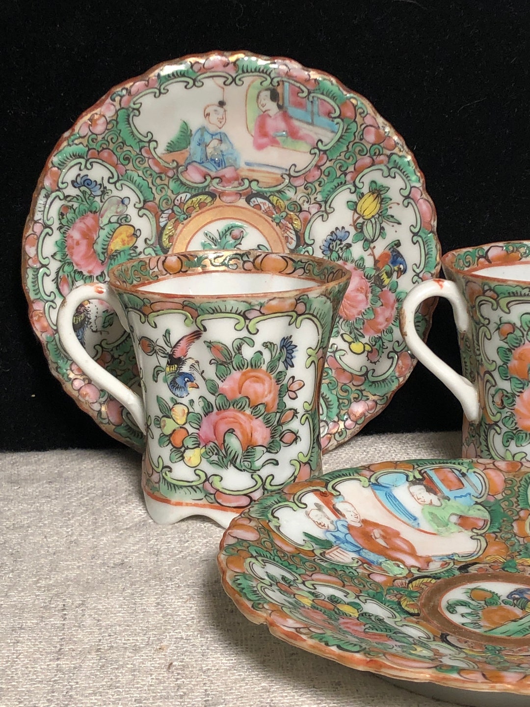 Antique Chinese Famille-rose Cup and Saucer Pair - Etsy