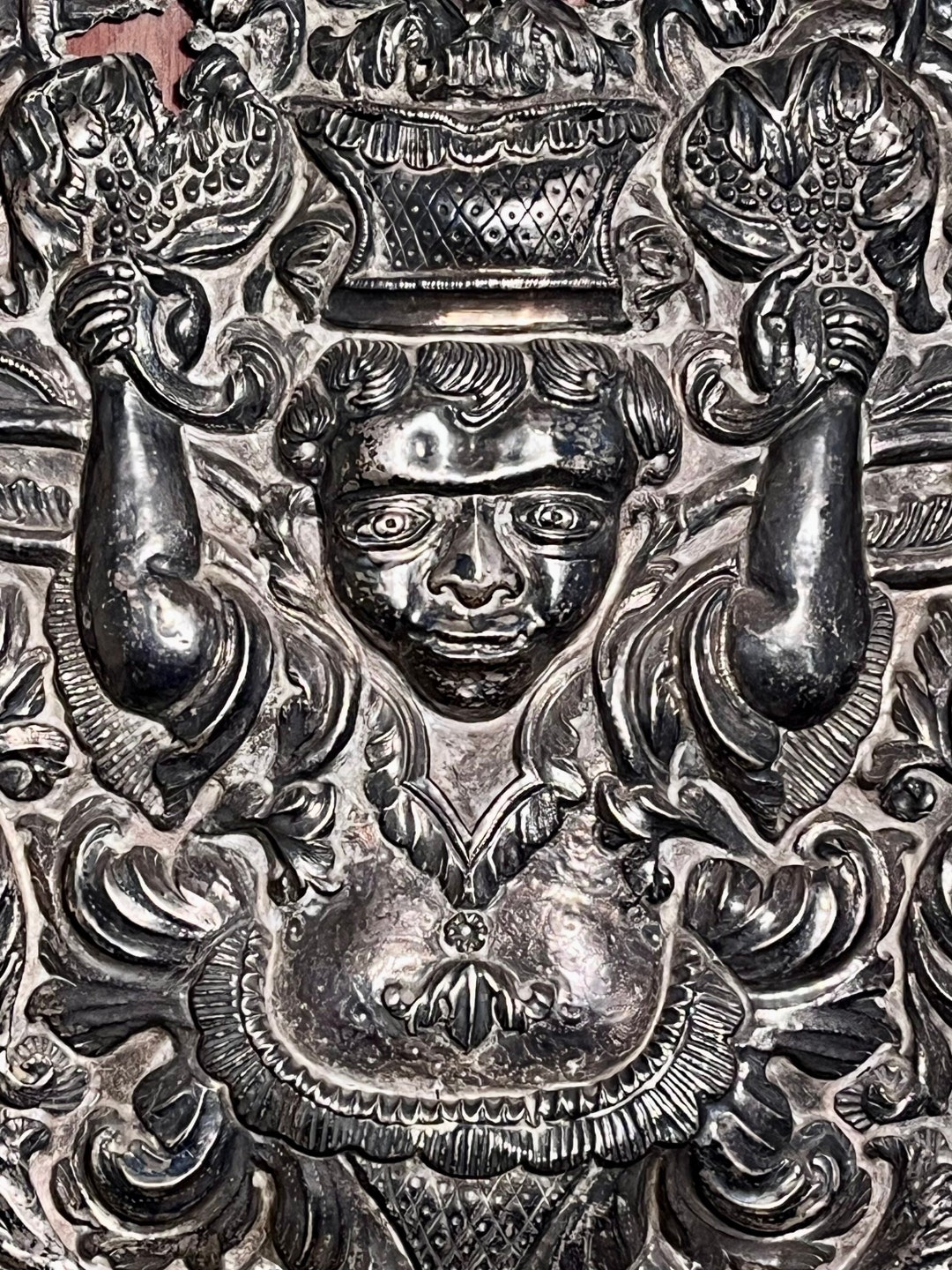 Large 19 Inches! 18th Century Silver Repoussé Church Plaque. Young ...