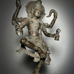 Lord Krishna. Cast Bronze. 18 Tall. Four Armed Dancing Krishna. Holding ...