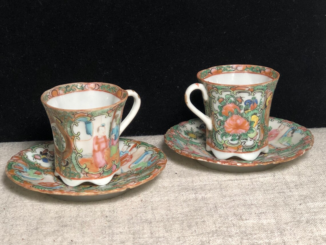 Antique Chinese Famille-rose Cup and Saucer Pair - Etsy