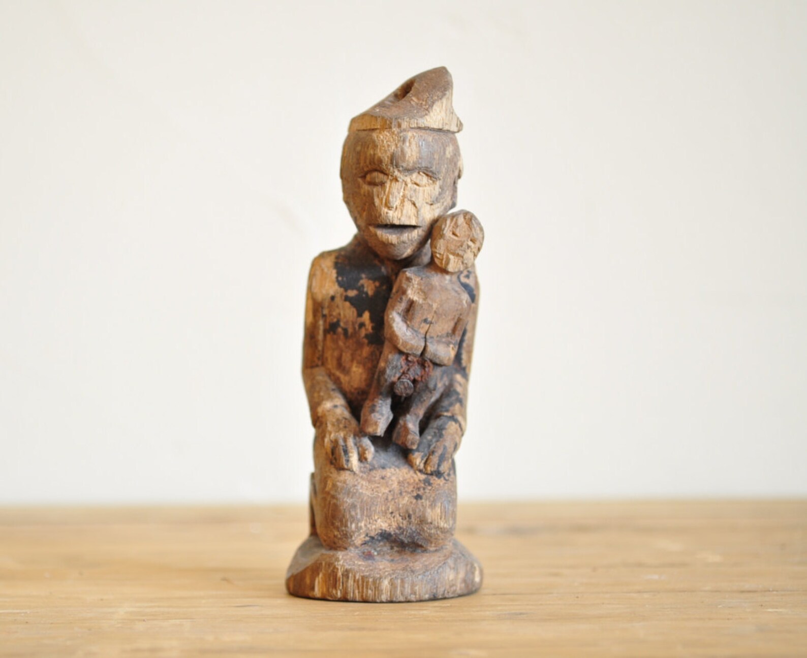 Antique Java Ancestor Wood Carving Small Man with Child | Etsy