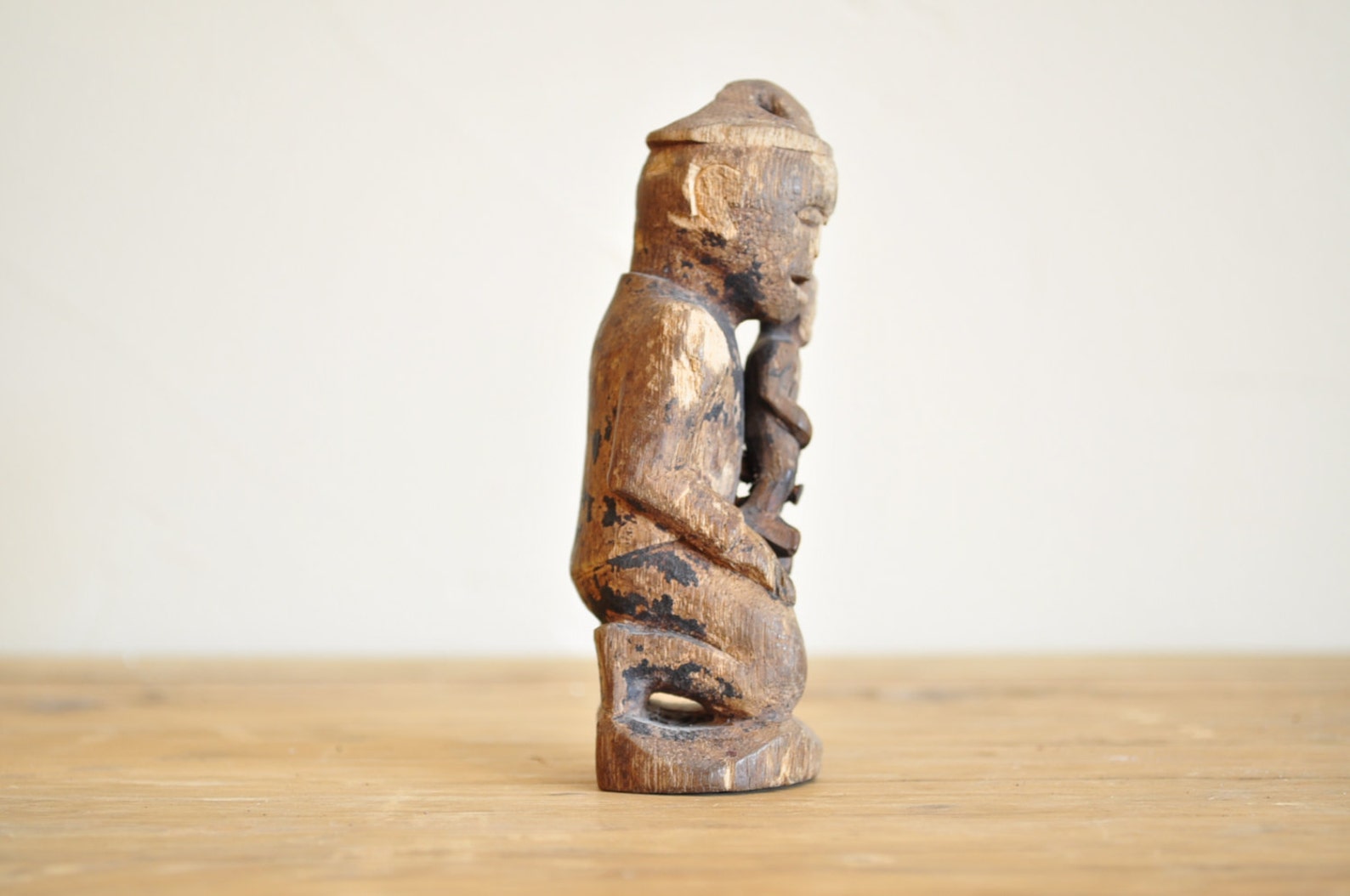 Antique Java Ancestor Wood Carving Small Man with Child | Etsy