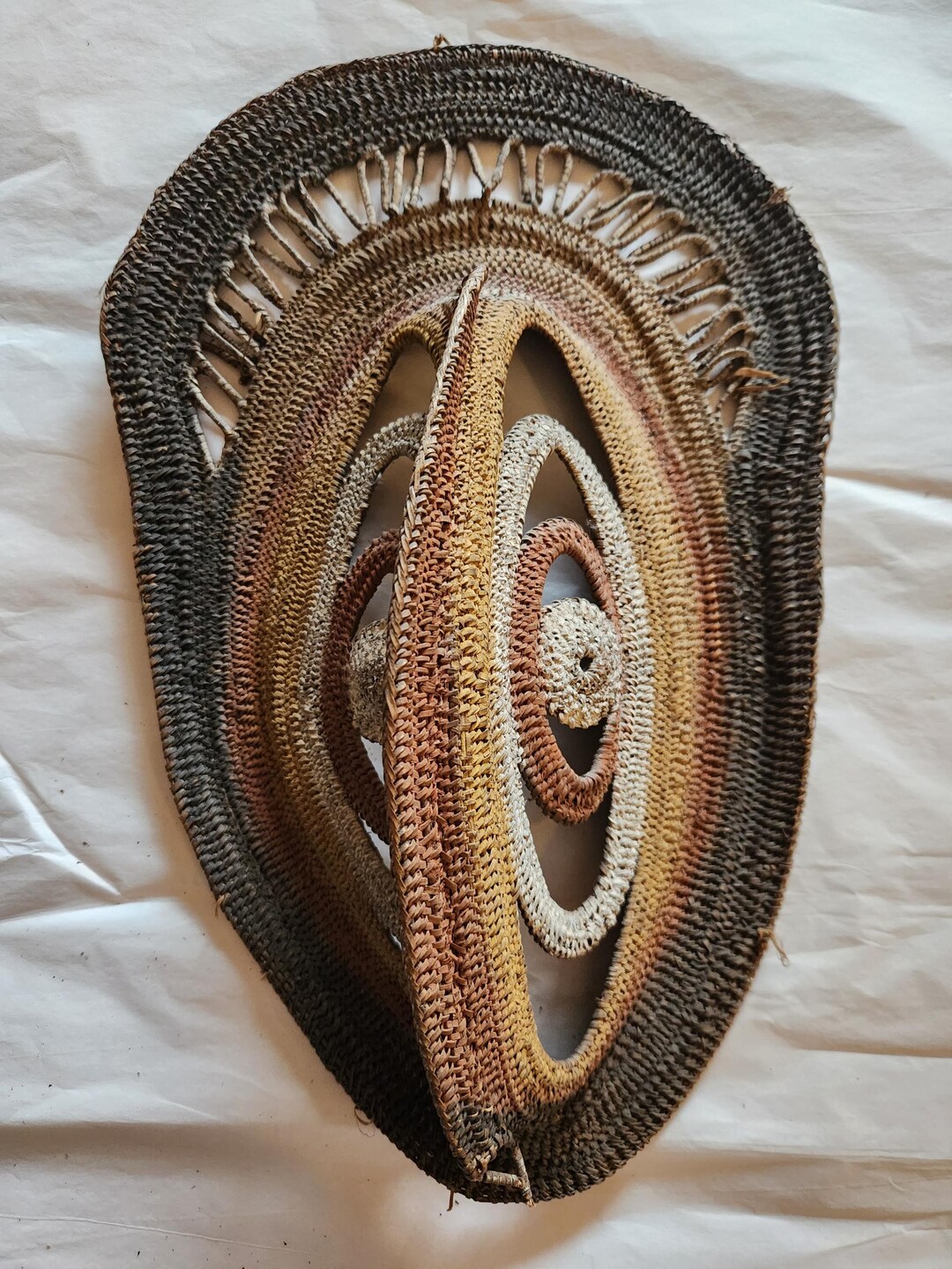 Large 16 Inch Antique PAPUA NEW GUINEA Yam Mask, Great Weaving - Etsy