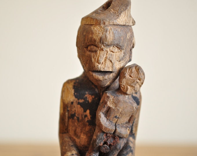 Antique Java Ancestor Wood Carving Small Man With Child - Etsy