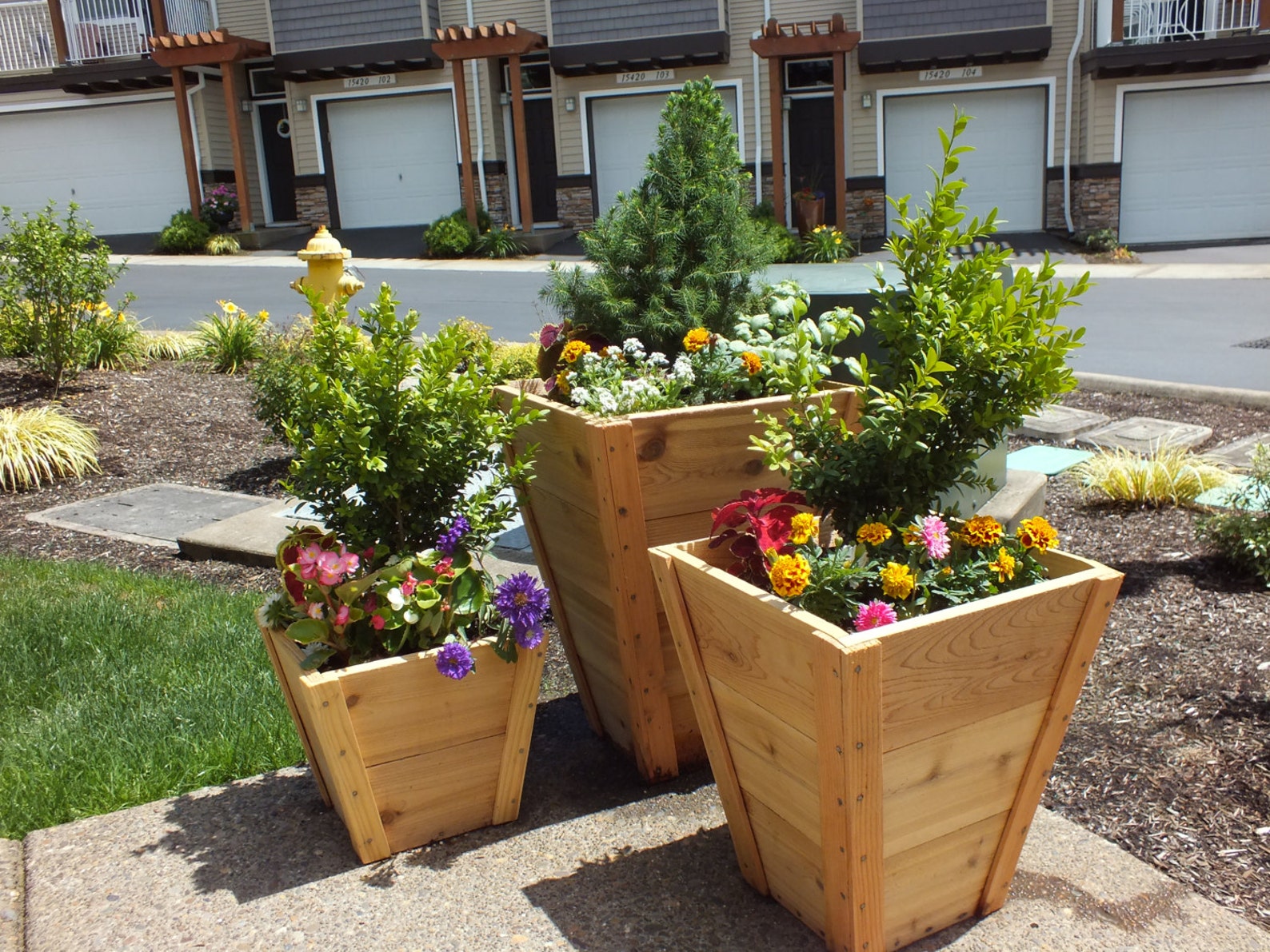 New Decorative Trapezoid Cedar Wood Flower Beds/pots - Etsy