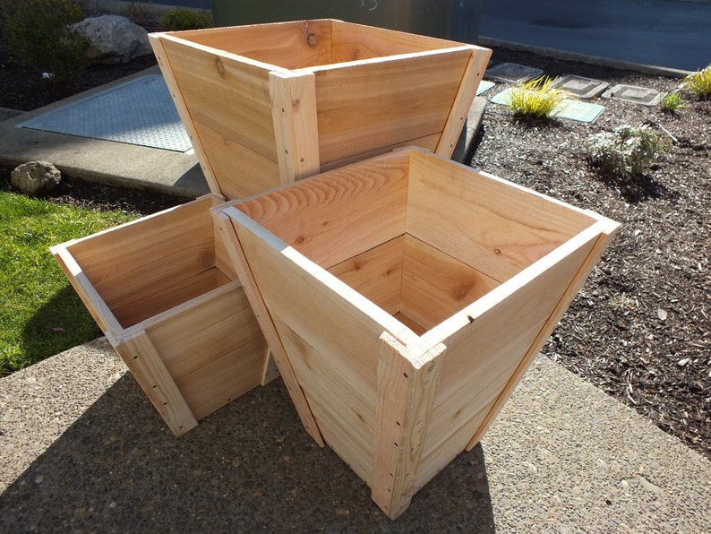 New Decorative Trapezoid Cedar Wood Flower Beds/pots - Etsy