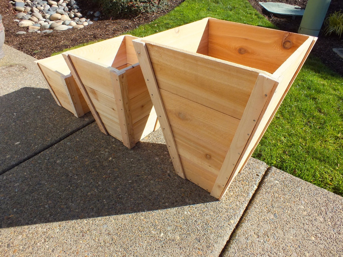New Decorative Trapezoid Cedar Wood Flower Beds/pots - Etsy