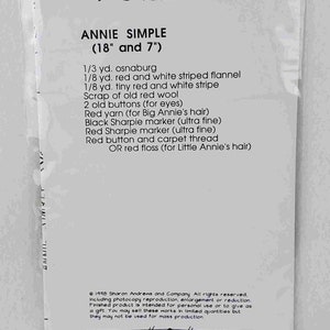 NOS OOP Annie Simple Doll Pattern by Sharon Andrews & Company 1998 - Etsy