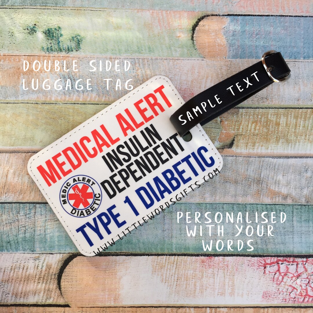 T1 Diabetic Emergency Medical Luggage Tag for Type 1 Diabetes ...