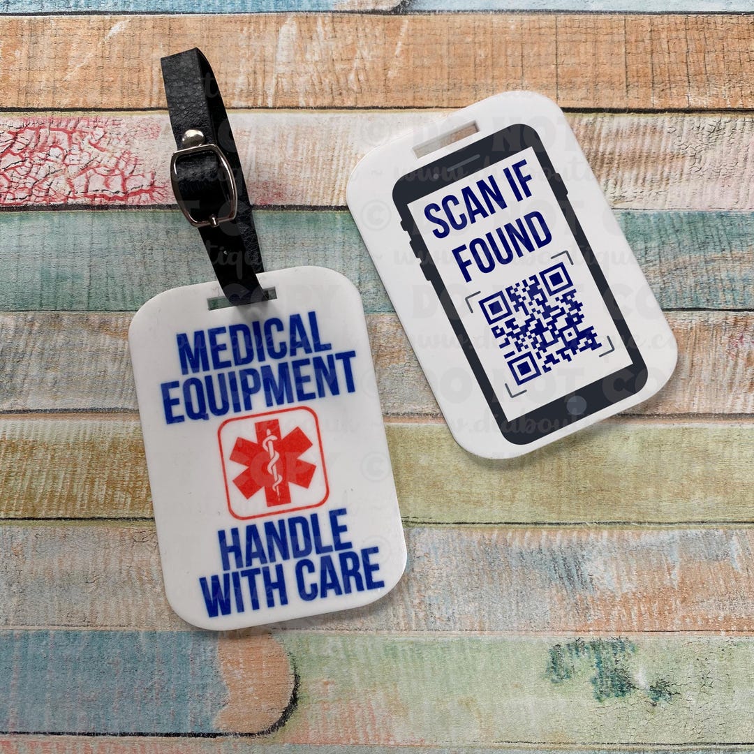 Personalized QR Code Medical Equipment Alert Tag: Acrylic Luggage ID - Etsy