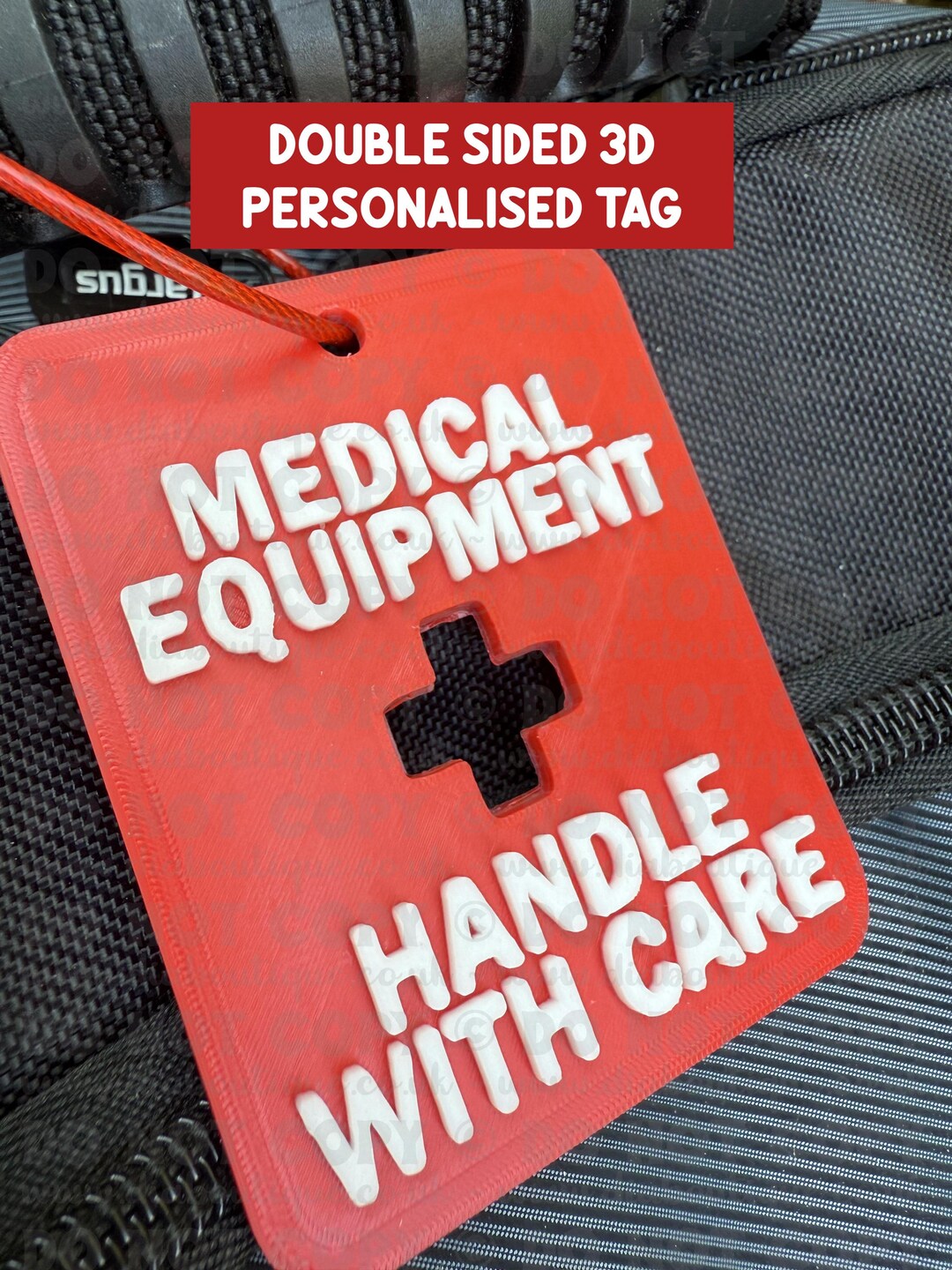 Personalised 3D Double Sided Medical Equipment Alert Bag Tag, for ...