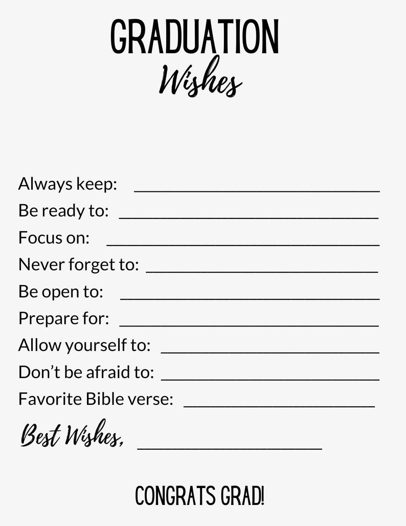 Graduation Wishes. Digital Print - Etsy