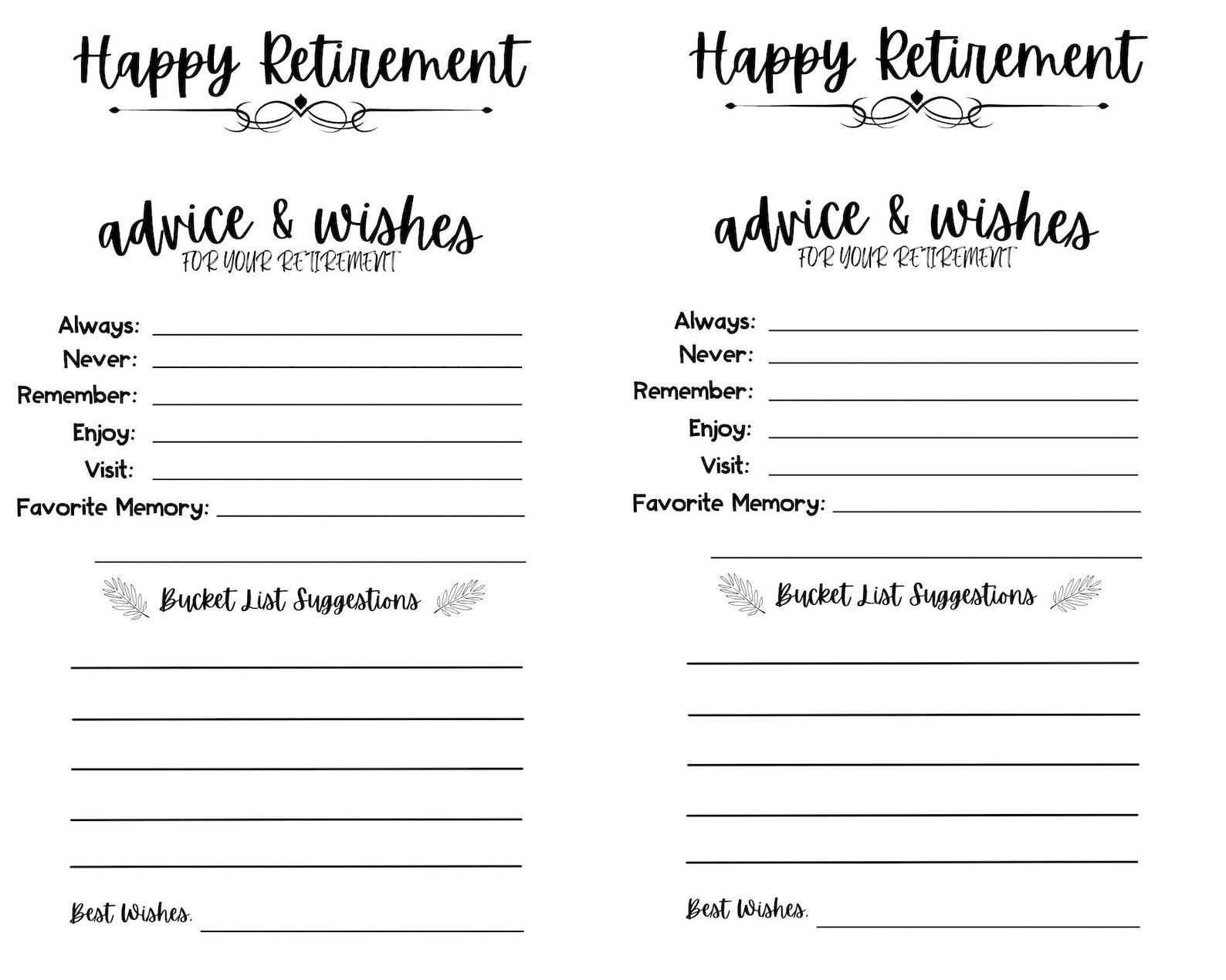 Retirement Advice Card With Bucket List. Digital Print - Etsy