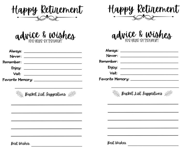 Retirement Advice Card With Bucket List. Digital Print - Etsy