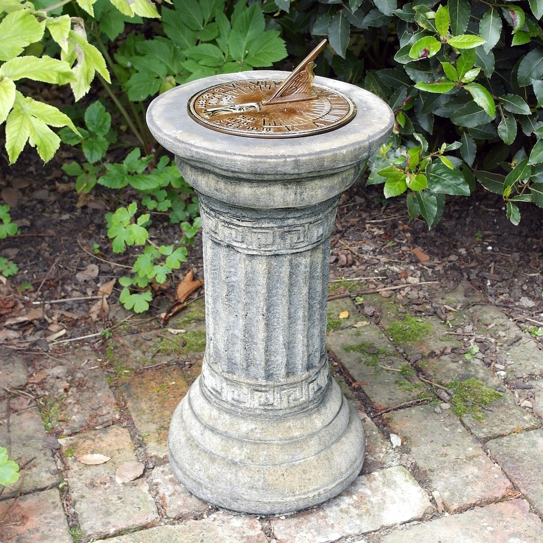 Classical Aged Brass Stone Garden Sundial - Etsy UK