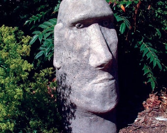 Stone Garden Pair of Moai Easter Island Head Tiki Ornaments Statues - Etsy UK