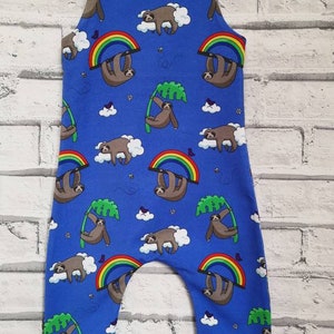 Sloth Baby Romper, Rainbow Jersey Dungarees, Unisex Baby Clothes ...