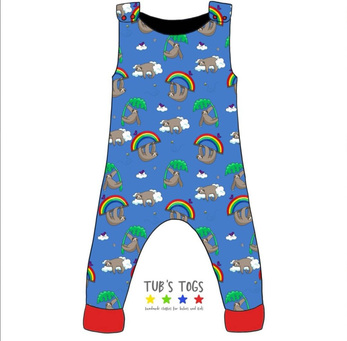 Sloth Baby Romper Rainbow Jersey Dungarees Unisex Baby - Etsy UK