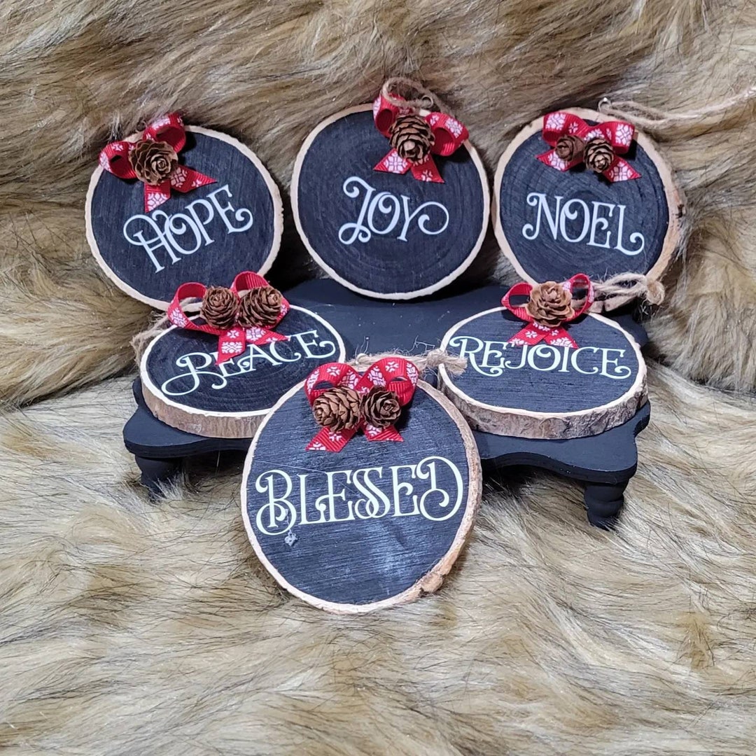 Rustic Sweet Holiday Words Wooden Rounds (set of 6) - Etsy