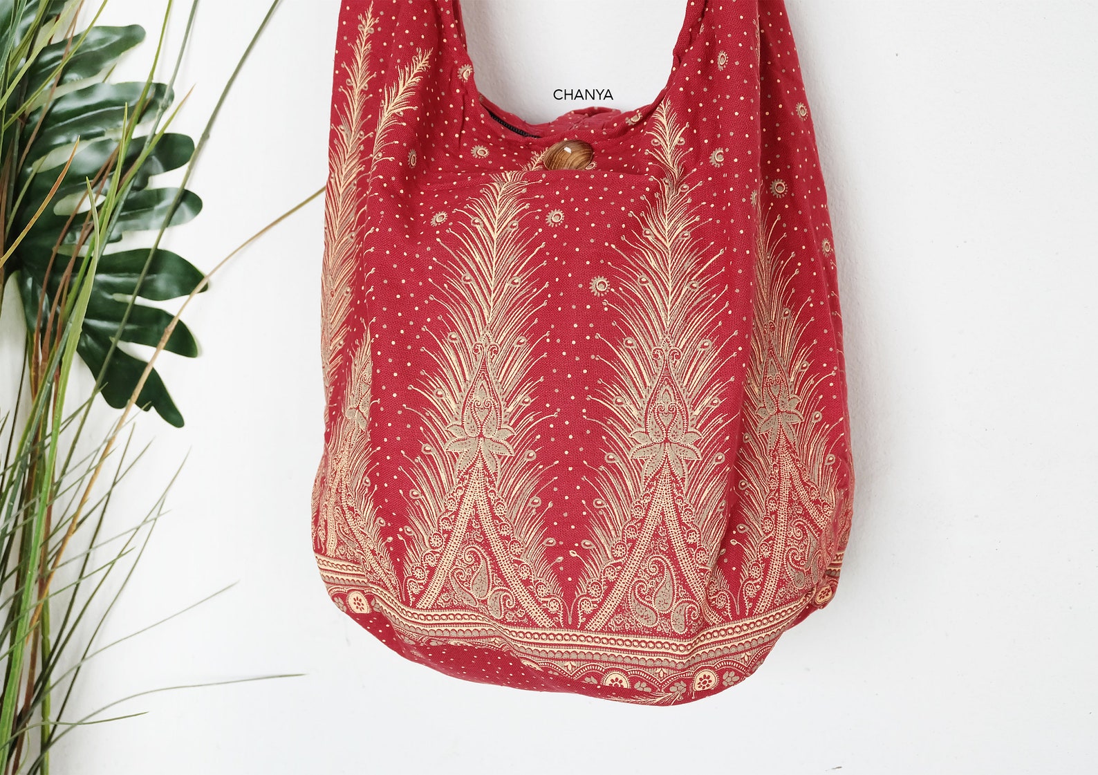 NEW Feather Print Thai Shoulder Bag Crossbody Bag Cotton Hippie Bo Ho ...