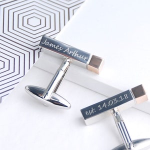 Personalised New Daddy Bar Cufflinks, New Dad Cuff Links, Engraved ...