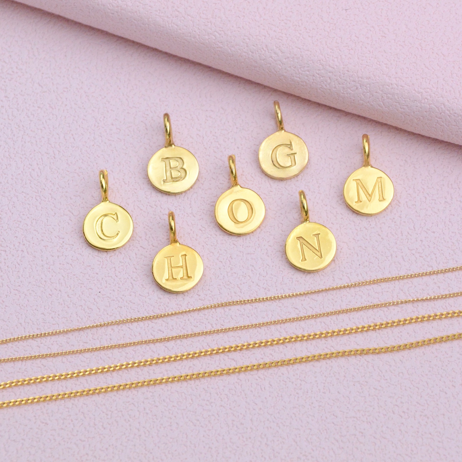 Sterling Silver Initial Letter Disc Charm Alphabet Charm Gold Initial ...