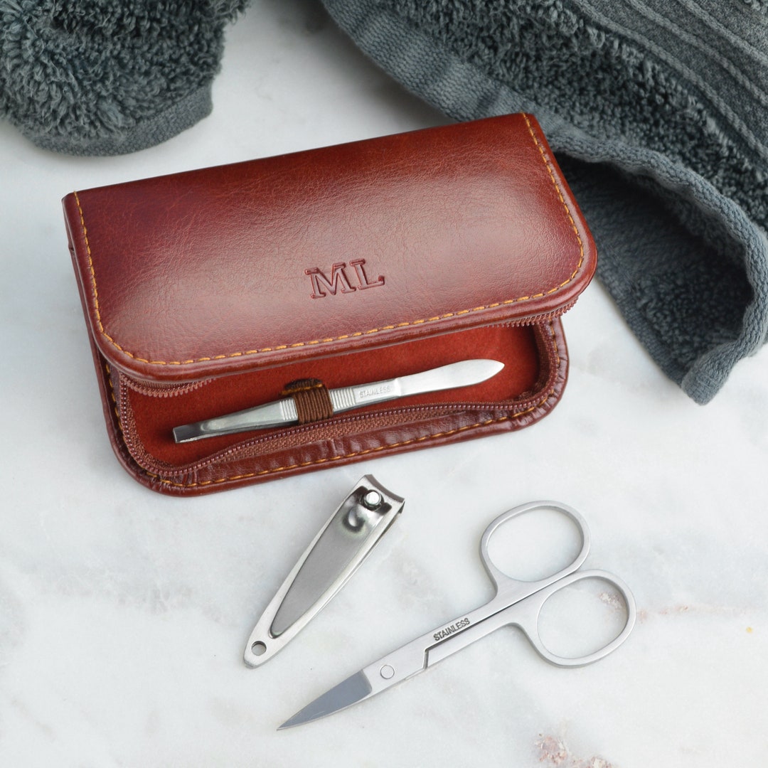 Personalised Men's Manicure Kit, Monogram Gents Grooming Set, Custom ...