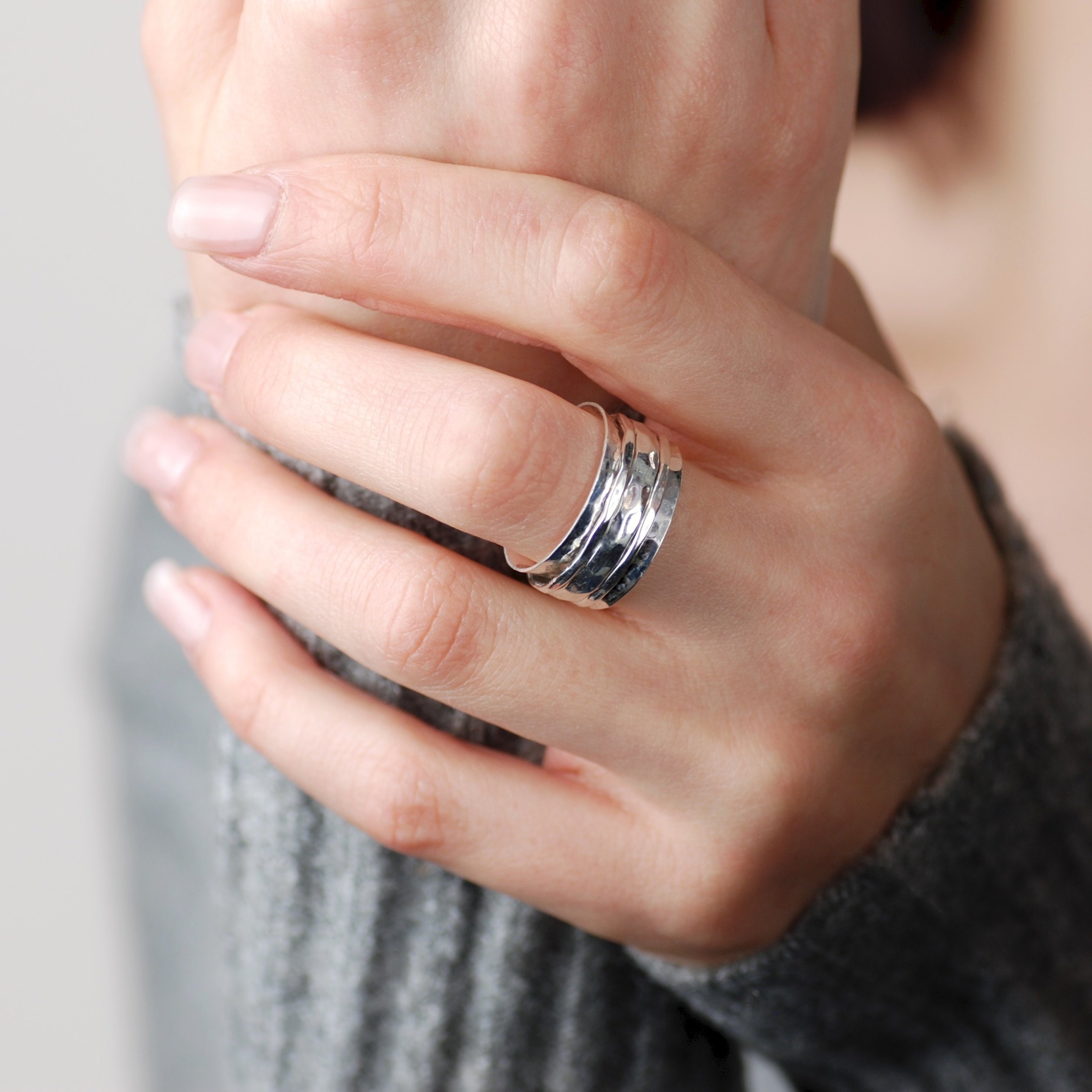Sterling Silver Spinning Ring, Flo Silver Spinner, Hallmarked Silver ...