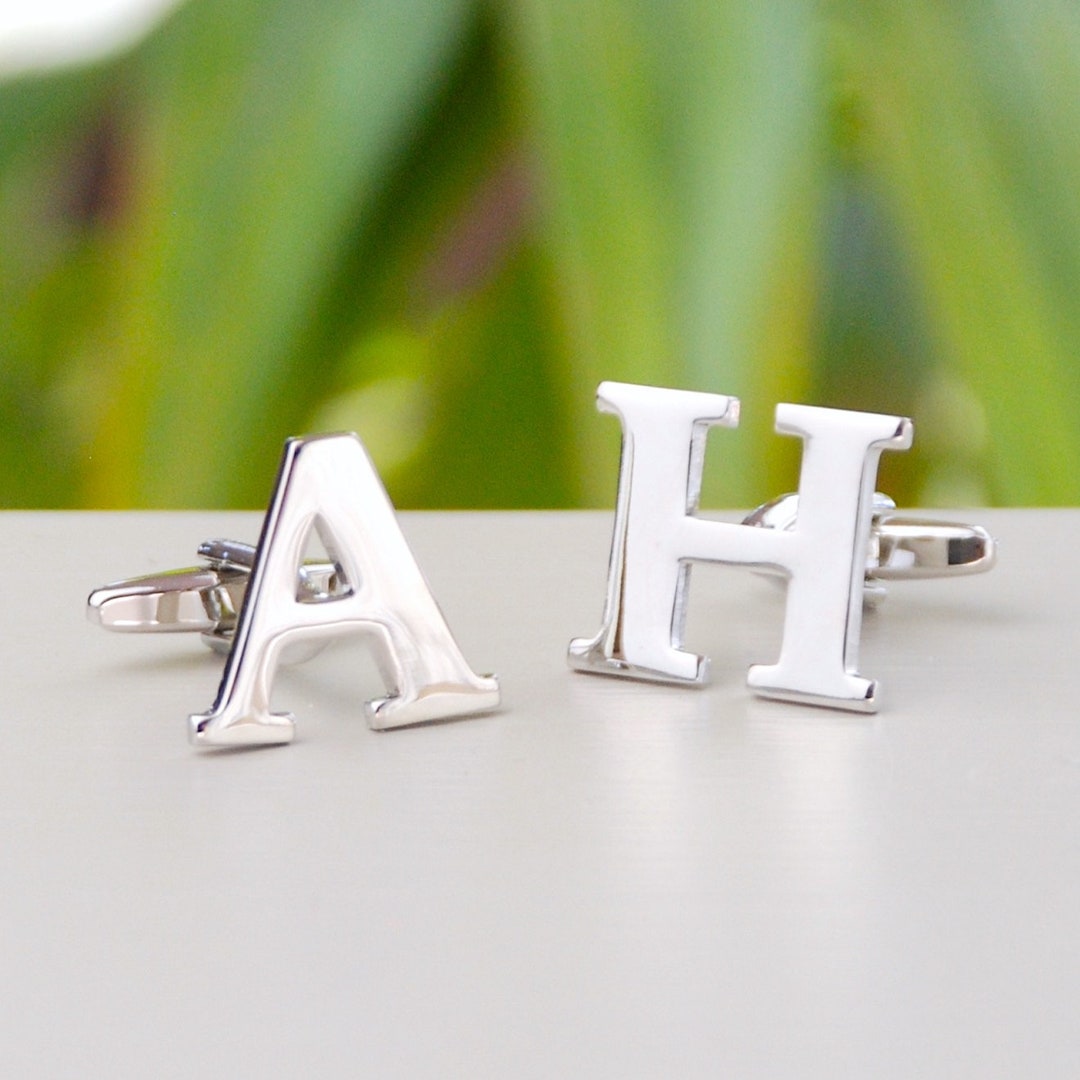 Personalised Boxed Alphabet Initial Cufflinks, Silver Initial Letter ...