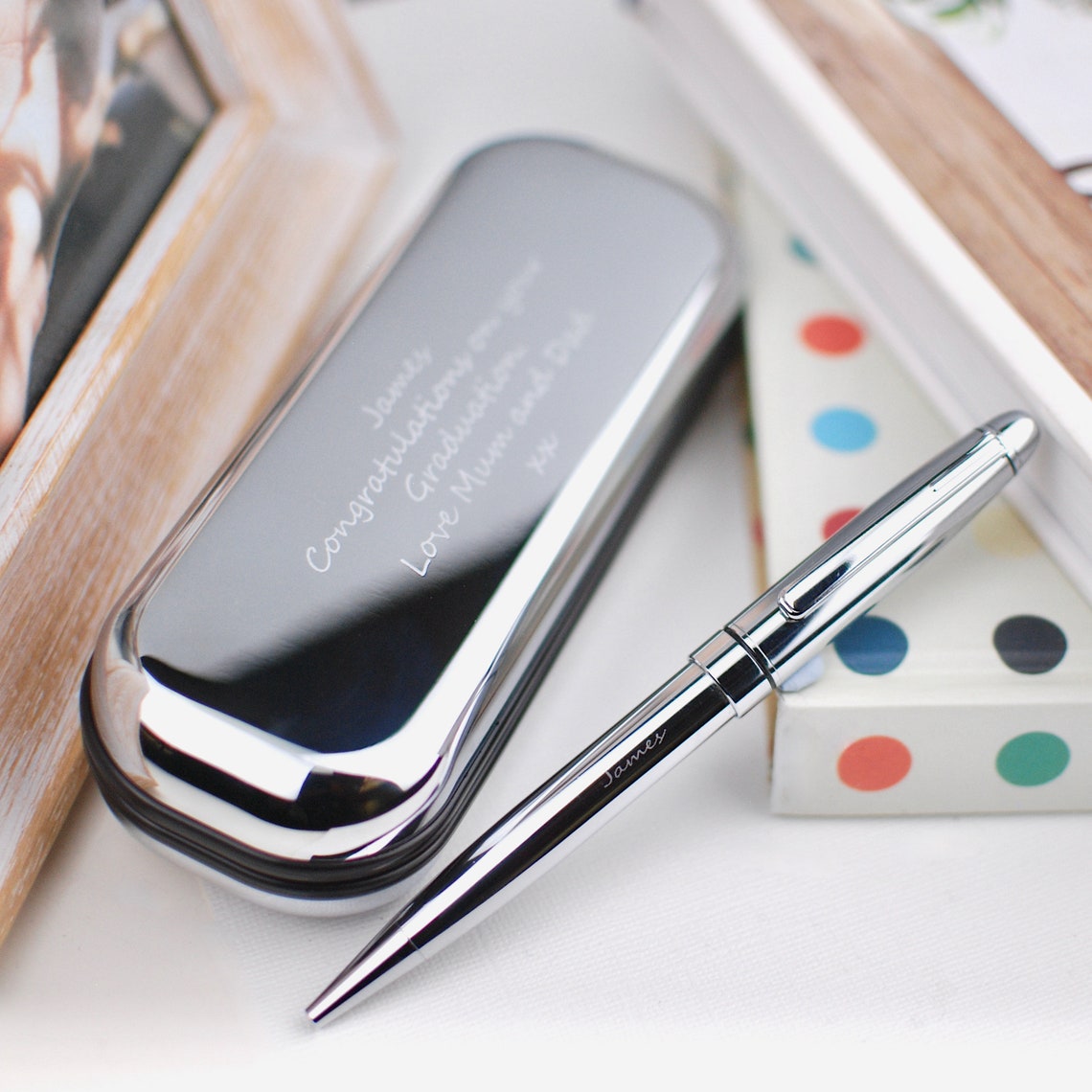 Custom Engraved Pen and Box Set Personalised Boxed Chrome Pen | Etsy UK