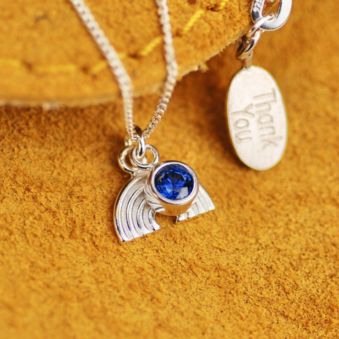 Personalised Sterling Silver Rainbow and Birthstone Charm Necklace ...