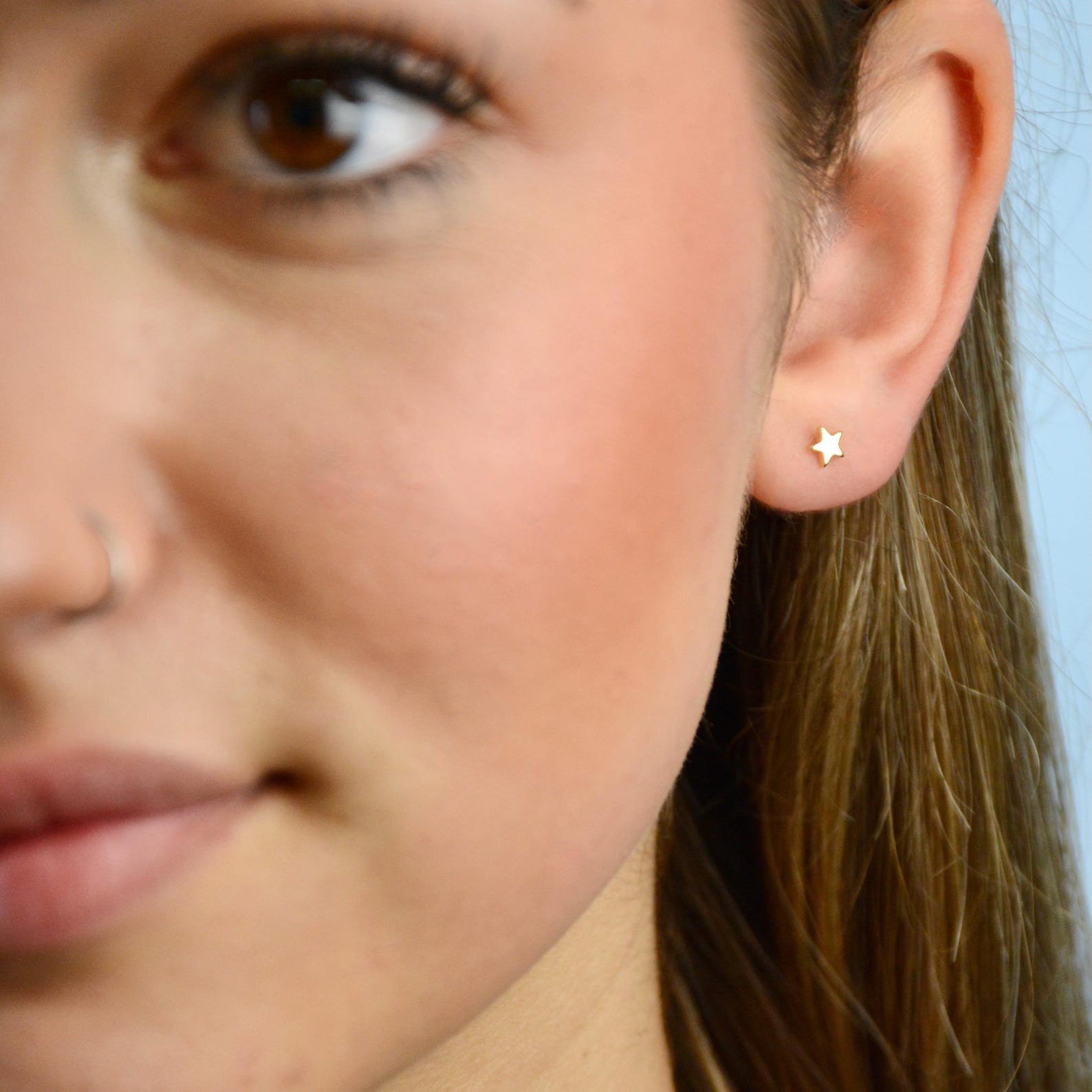 Gold Mini Star Stud Earrings, Celestial Studs, Tiny Gold Star Earrings ...