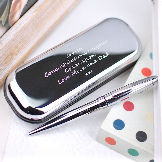 Custom Engraved Pen and Box Set Personalised Boxed Chrome Pen - Etsy