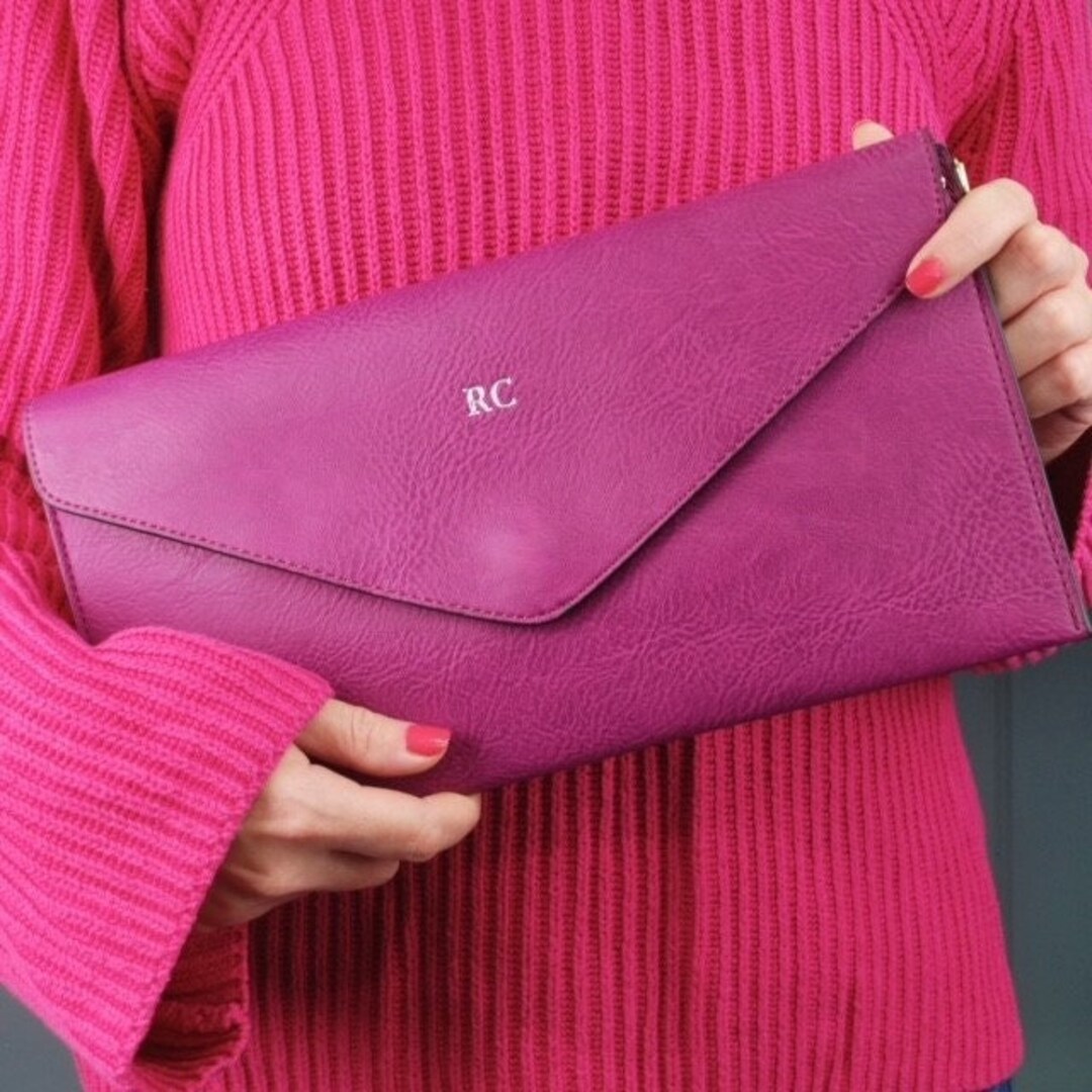Monogram Clutch Bag Personalised Envelope Clutch Purse Pu - Etsy UK