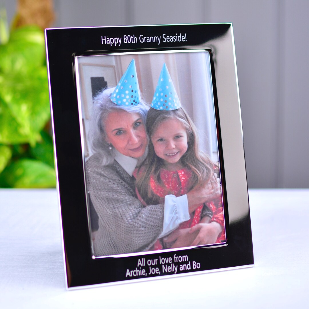 Personalised 80th Birthday Silver Photo Frame Engraved - Etsy