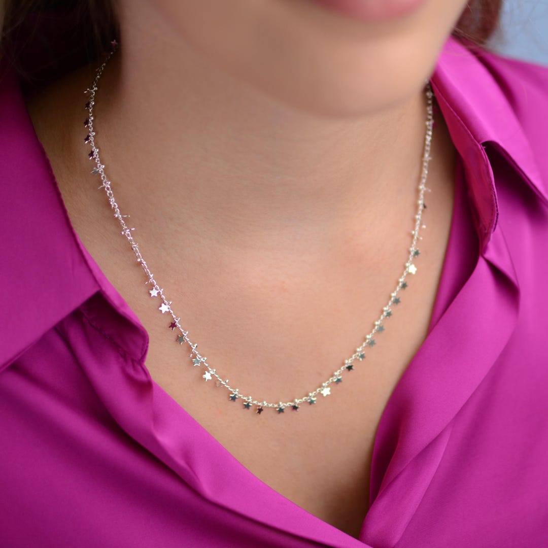 Personalised Mini Silver Star Cluster Necklace, Celestial Necklace ...