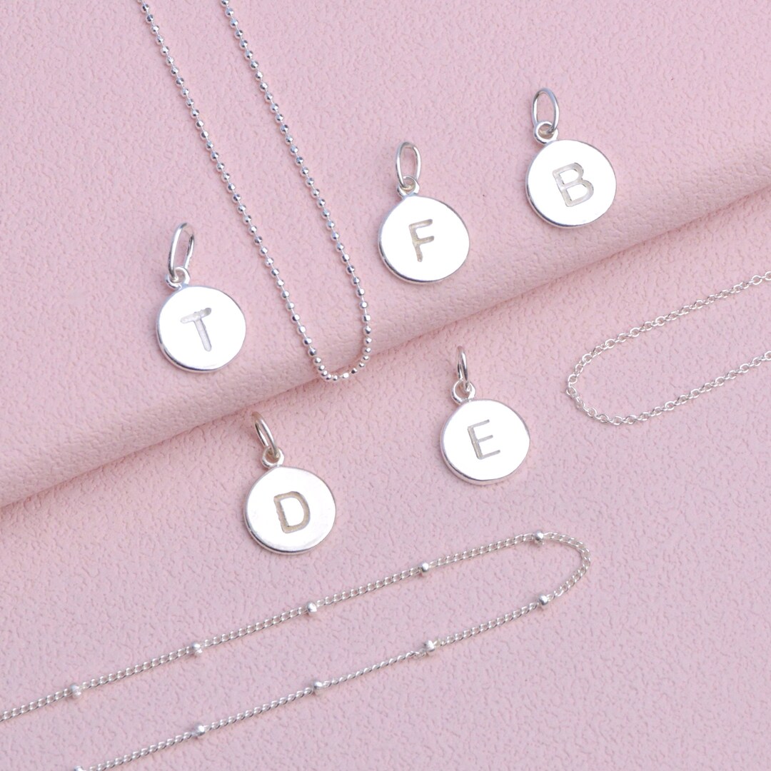 Sterling Silver Initial Letter Disc Charm Alphabet Charm Gold Initial ...