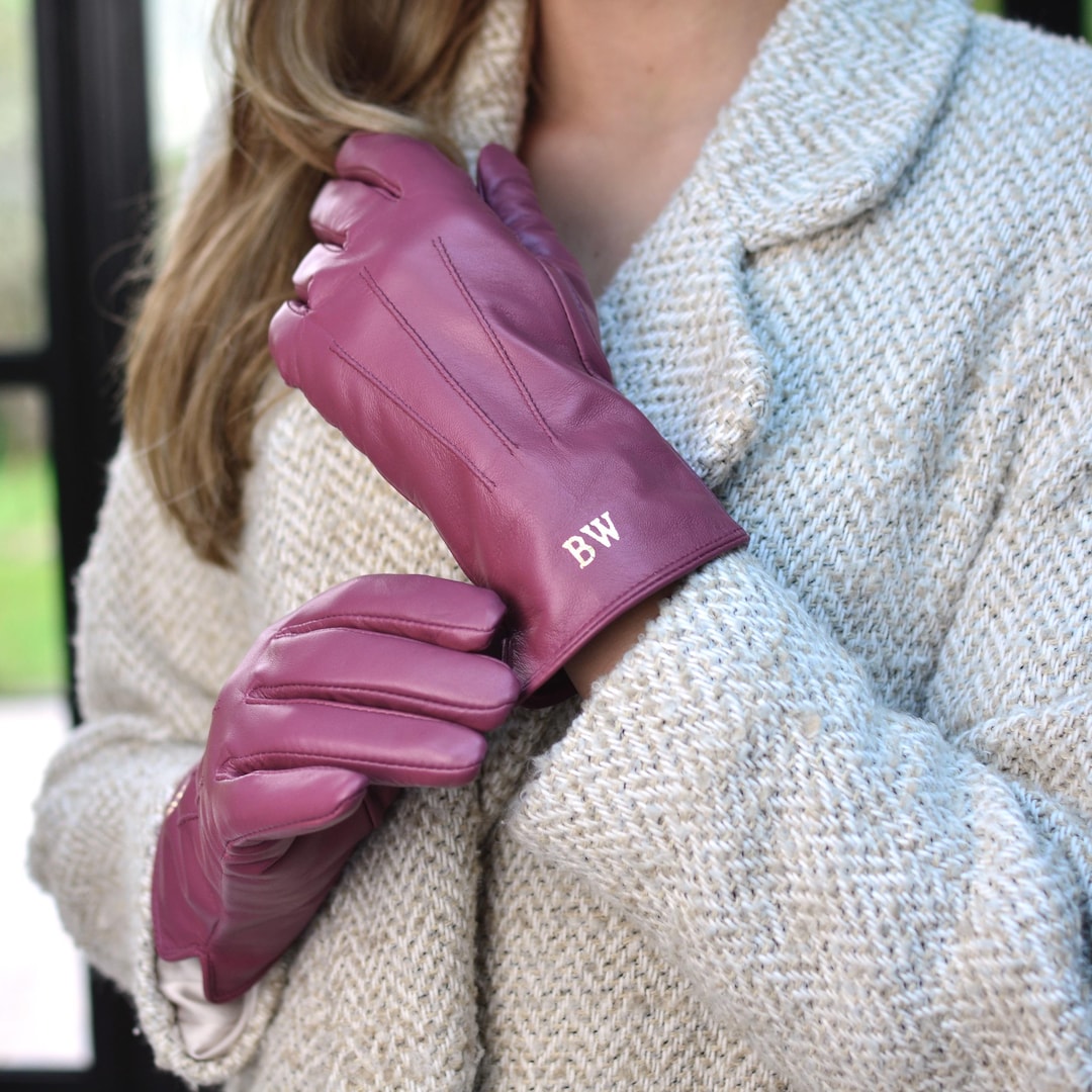 Personalised Leather Gloves, Ladies Monogram Gloves, Gift for Mum, Gift ...